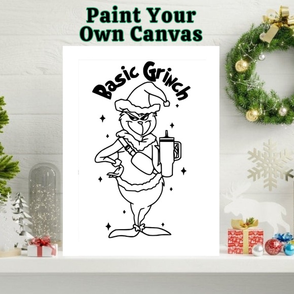 Other | The Grinch Paint Your Own Canvas Christmas Sip And Paint Canvas ...